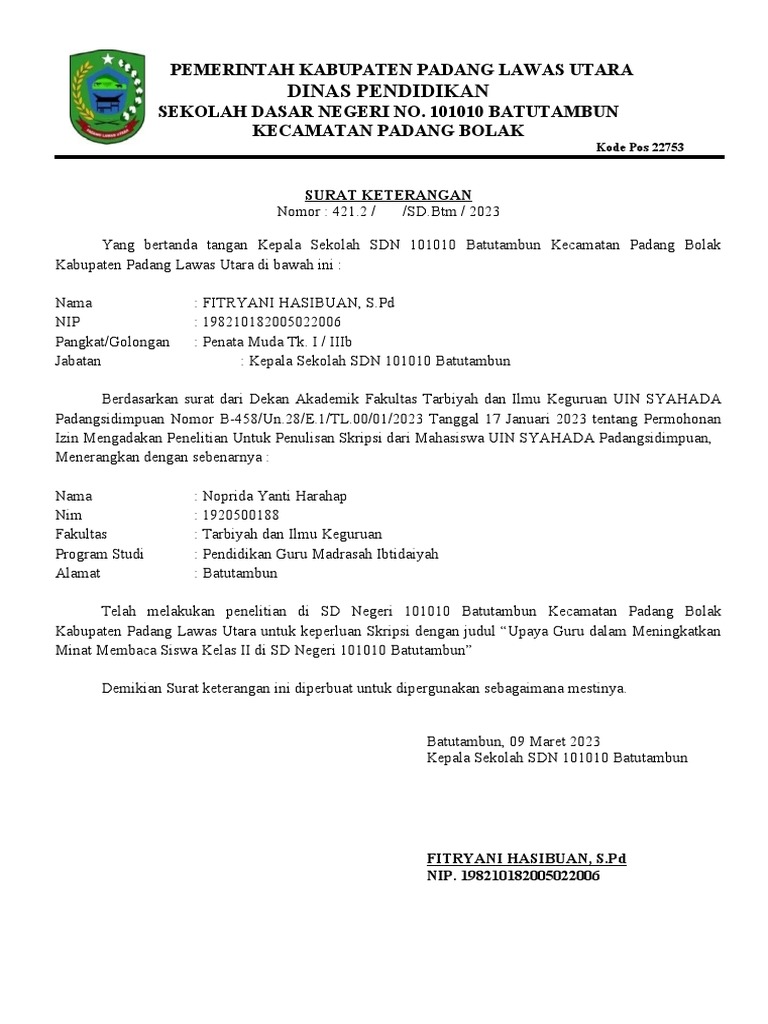 Surat Balasan Riset | PDF