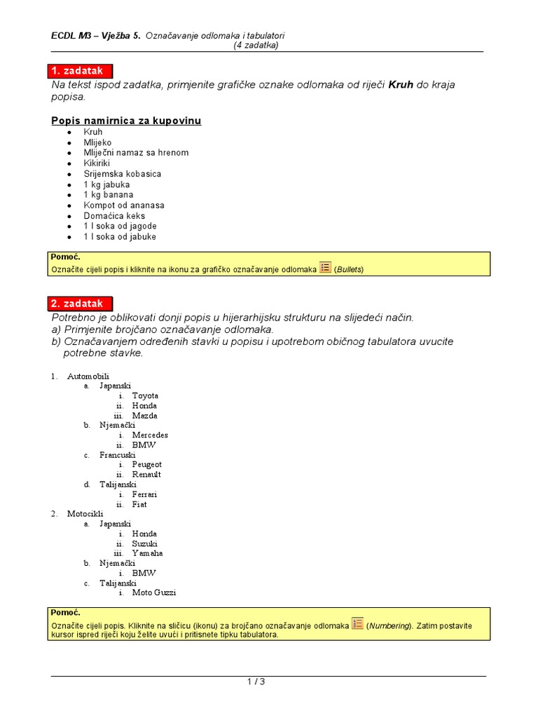 Oznacavanje Odlomaka I Tabulatori - Doc NikolaMarkovic | PDF