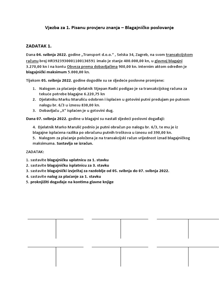 Vjezba Za 1. Pisanu Provjeru Znanja 3 | PDF