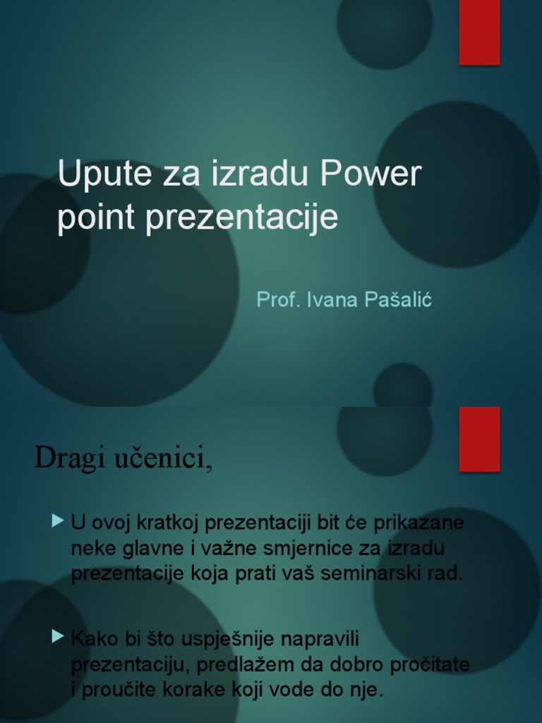Upute Za Izradu Prezentacije | PDF