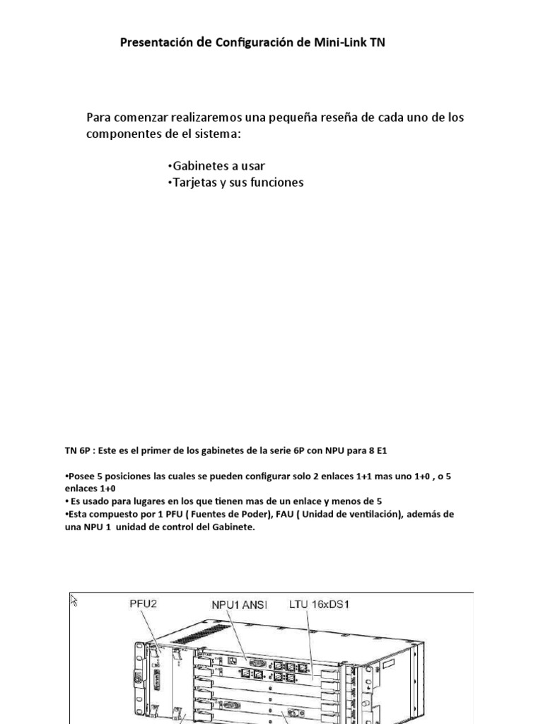 Configuración del Gabinete Ericsson TN 6P | PDF | Modulación ...