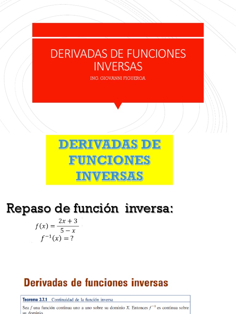 Tema 3.4 Derivadas de Funciones Inversas e Trigonometricas Inversa | PDF