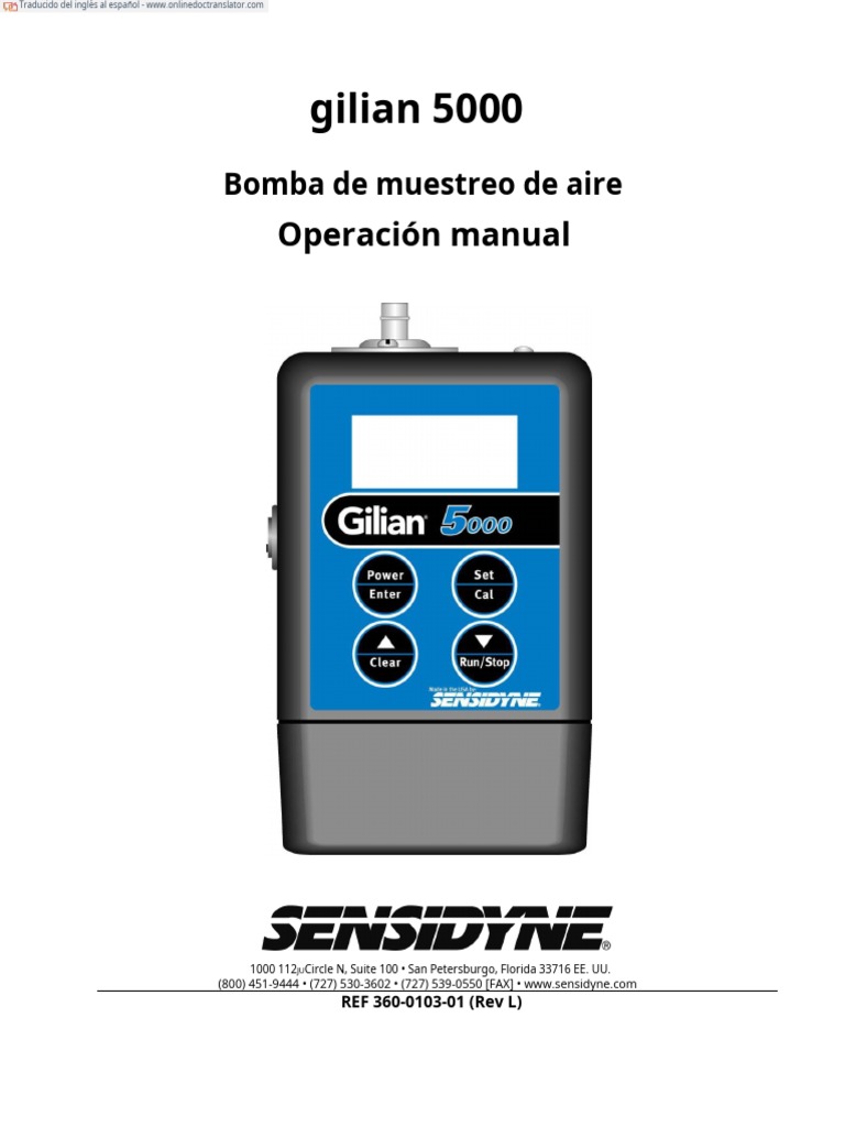 Gilian 5000 Manual 360-0103-01rL - 5.4.22 - .En - Es | PDF | Cargador ...