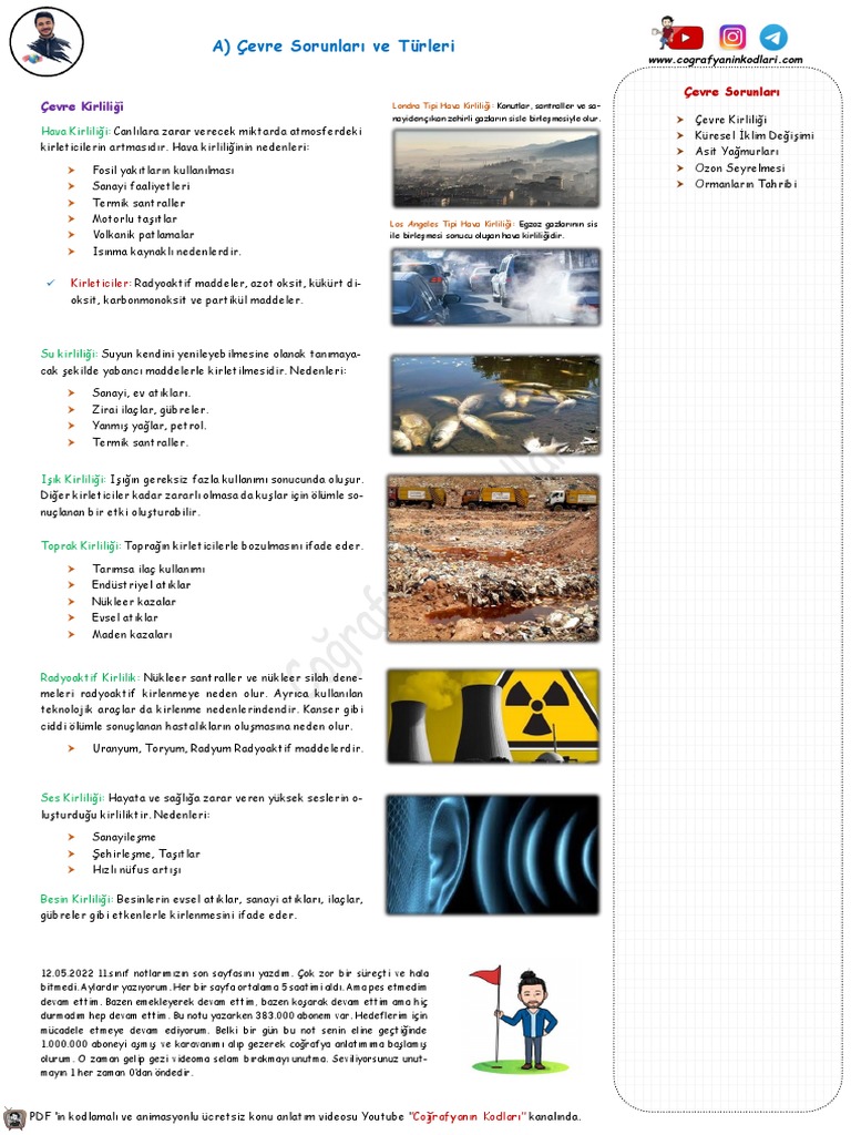 28 Cografya 11 Sinif Cevre Sorunlari PDF Ders Notu | PDF