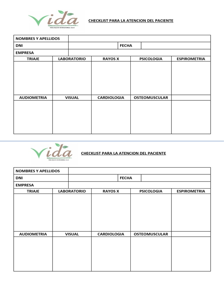 Checklist para La Atencion Del Paciente | PDF