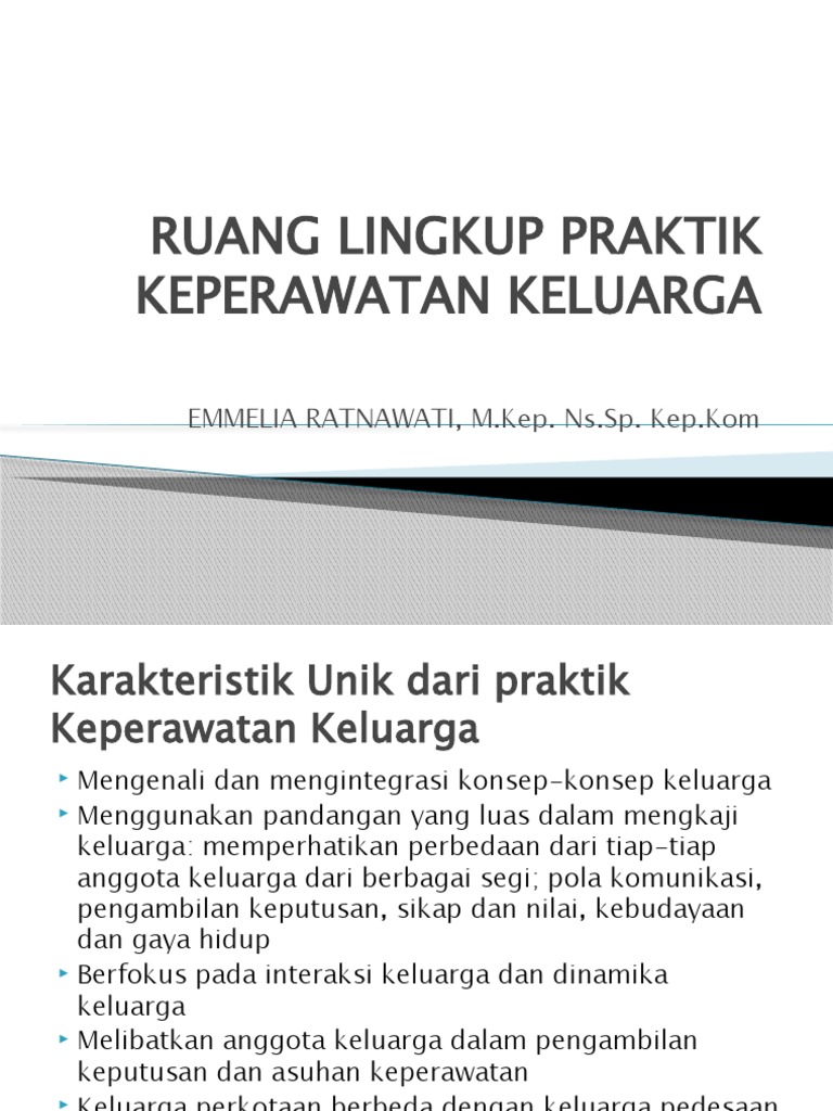 Ruang Lingkup Praktek Keperawatan Keluarga | PDF | Pengembangan Diri