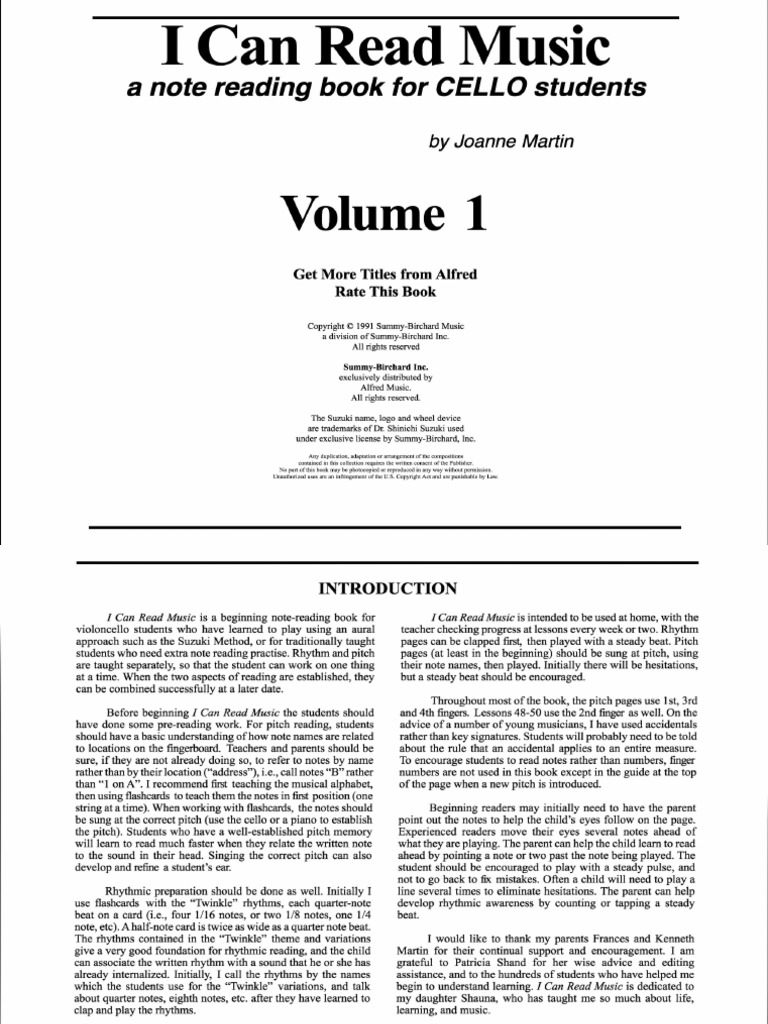 Cello I Can Read Music Vol.1 PDF | PDF