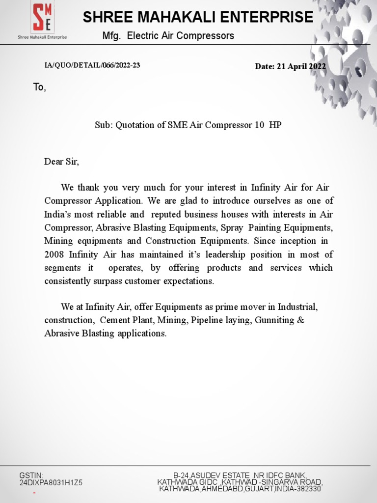 10 HP SME AIR COMPRESSOR 2 Nos | PDF | Manufactured Goods