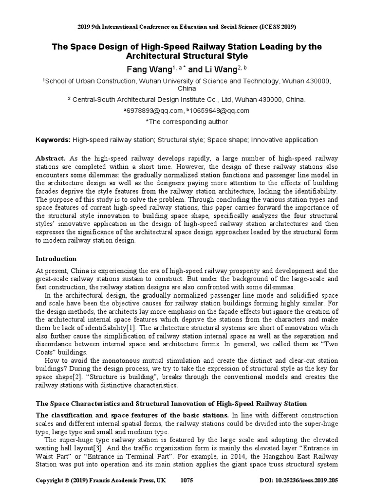 The Space Design of High-Speed Railway Station Leading by Archi Style ...