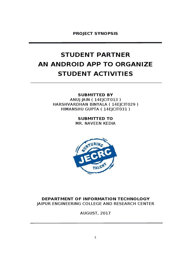 Project Synopsis | PDF