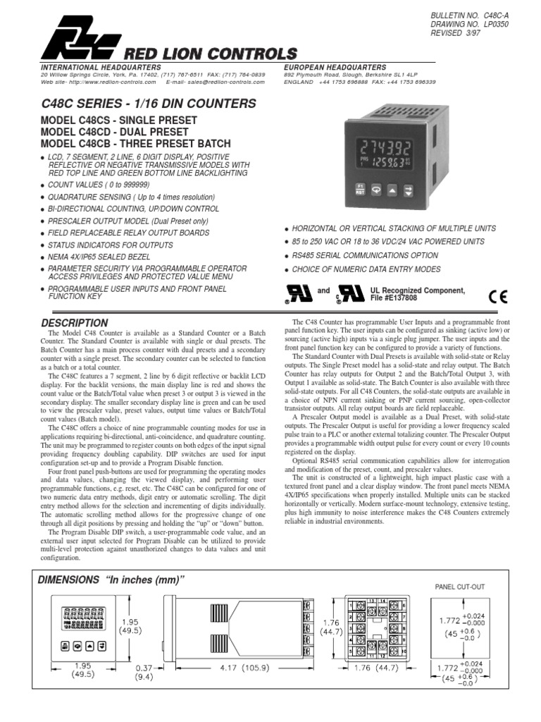 C48 Counter Series: Features & Specs | PDF | Bipolar Junction ...