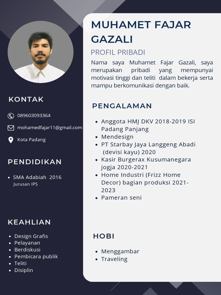 Putih Biru Modern Profesional CV Desainer Grafis Resume-1 PDF | PDF