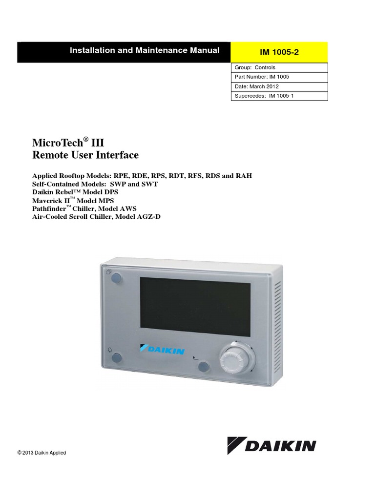 Daikin Microtechiii Remote User Interface Pdf