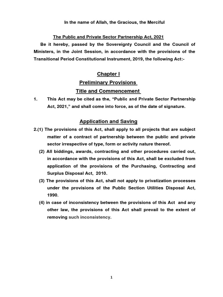 The Public and Private Partnership Act 2021 | PDF | Partnership ...