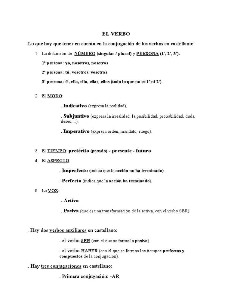 Conjugación de Verbos en Castellano | PDF | Verbo | Conjugación gramatical