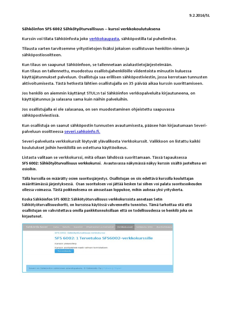 SFS 6002sahkoturvallisuus-Ohje - Asiakkaalle | PDF