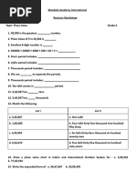 Class 5 Maths Chapter 1 Worksheet With Answers | PDF