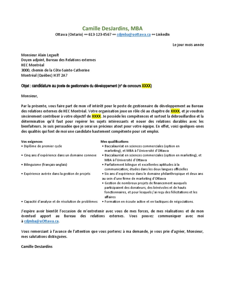 2 Gabarit - Lettre de Presentation de Style Telegraphique - 2021 2022 | PDF