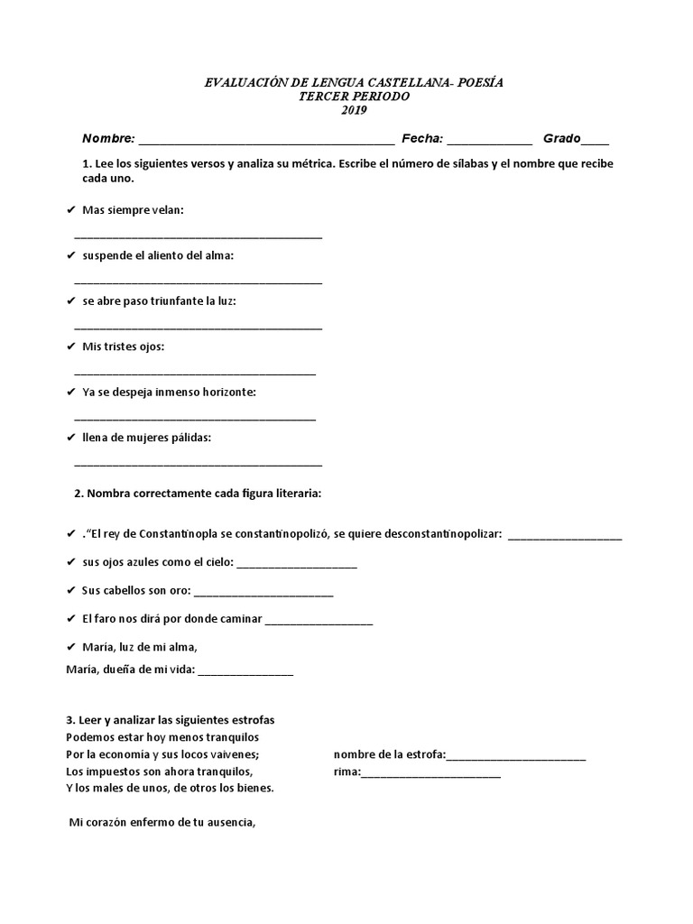 Evaluacion Poesia | PDF