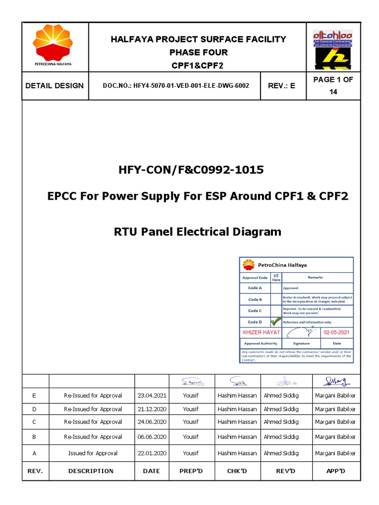 HFY4-5070-01-VED-001-ELE-DWG-6002 - E-RTU Panel Electrical Diagram-Code ...
