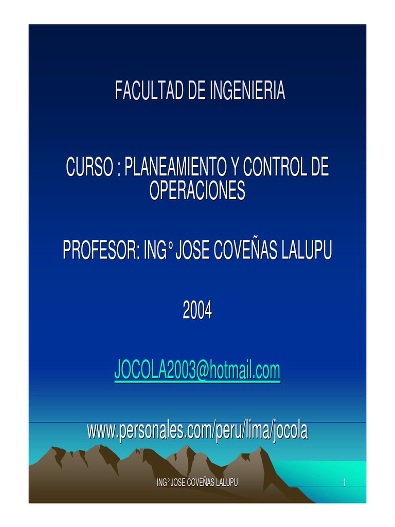 Planeamiento y Control de Operaciones | PDF