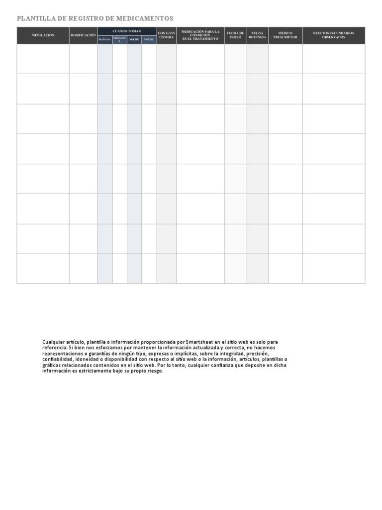 IC Medication Log Template 27219 - ES | PDF
