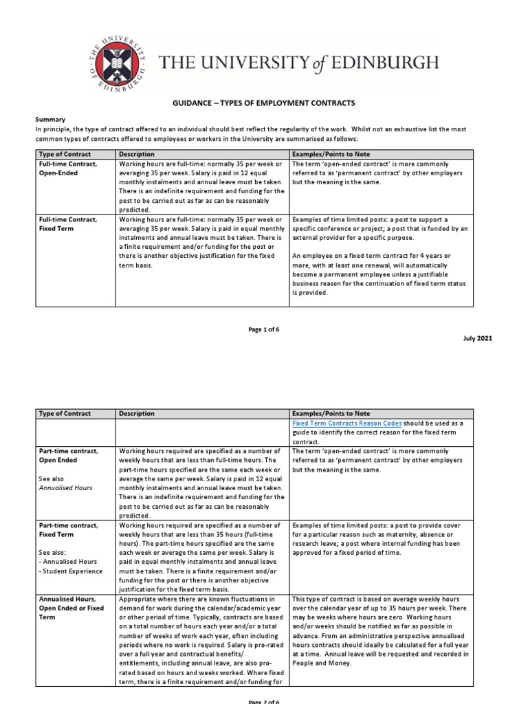 Contract Types Guidance On | PDF | Employment | Salary