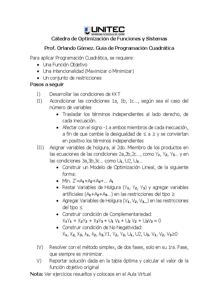 Guía de Programación Cuadrática | PDF