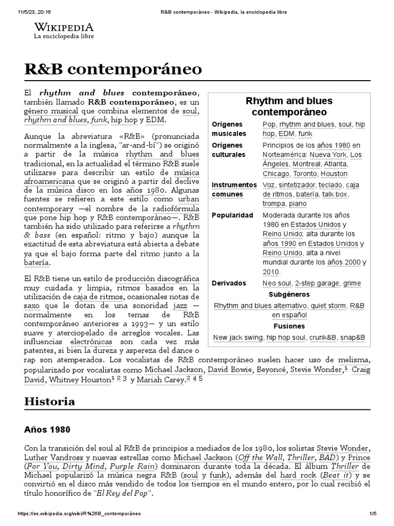 R&B Contemporáneo - Wikipedia, La Enciclopedia Libre | PDF | R&B ...
