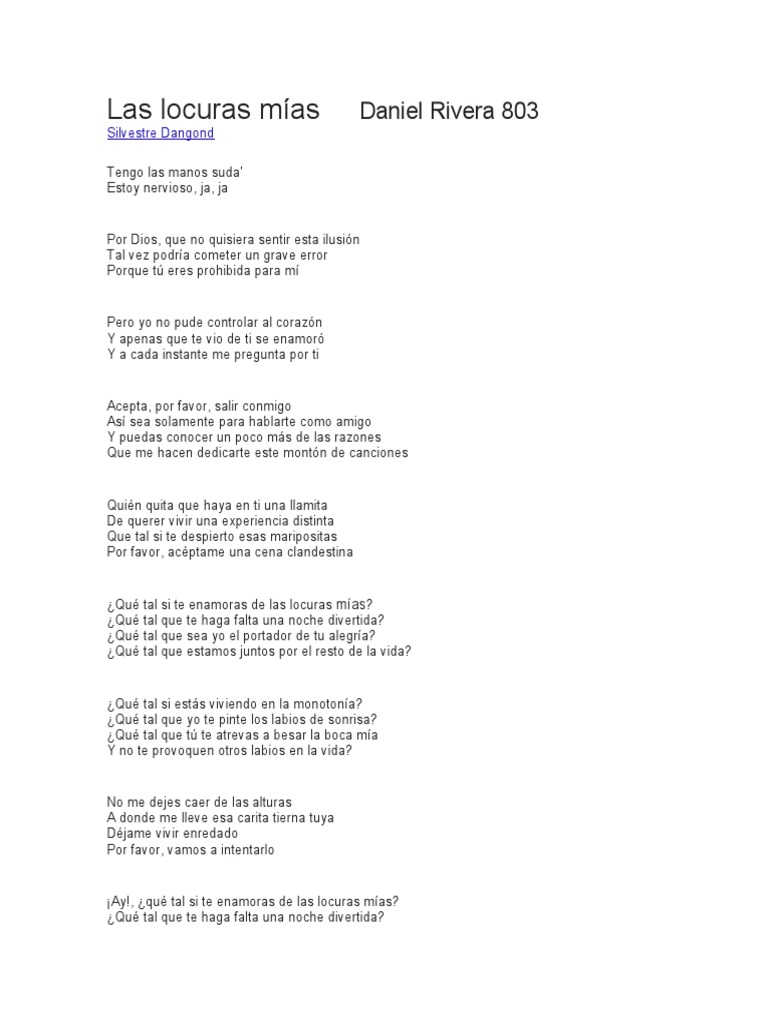 Las Locuras Mías Daniel Rivera 803 | PDF