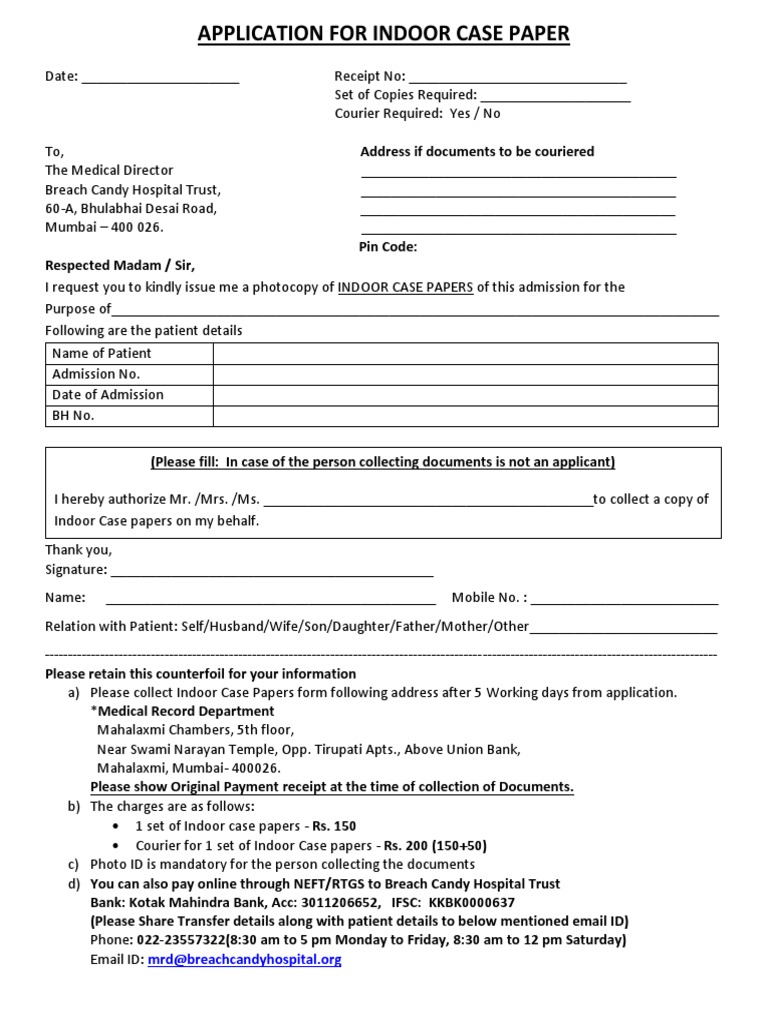 Application for Indoor Case Papers | PDF | Service Industries