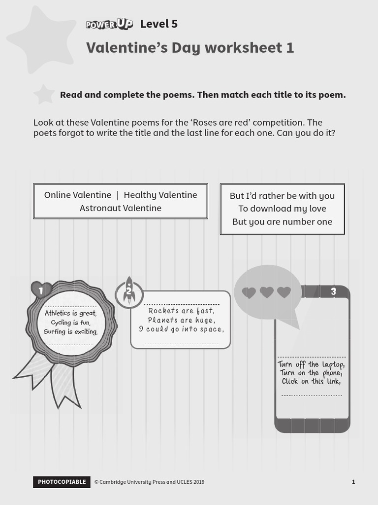 Power Up Power Up TRB5 Valentines Day Worksheet Worksheet | PDF ...