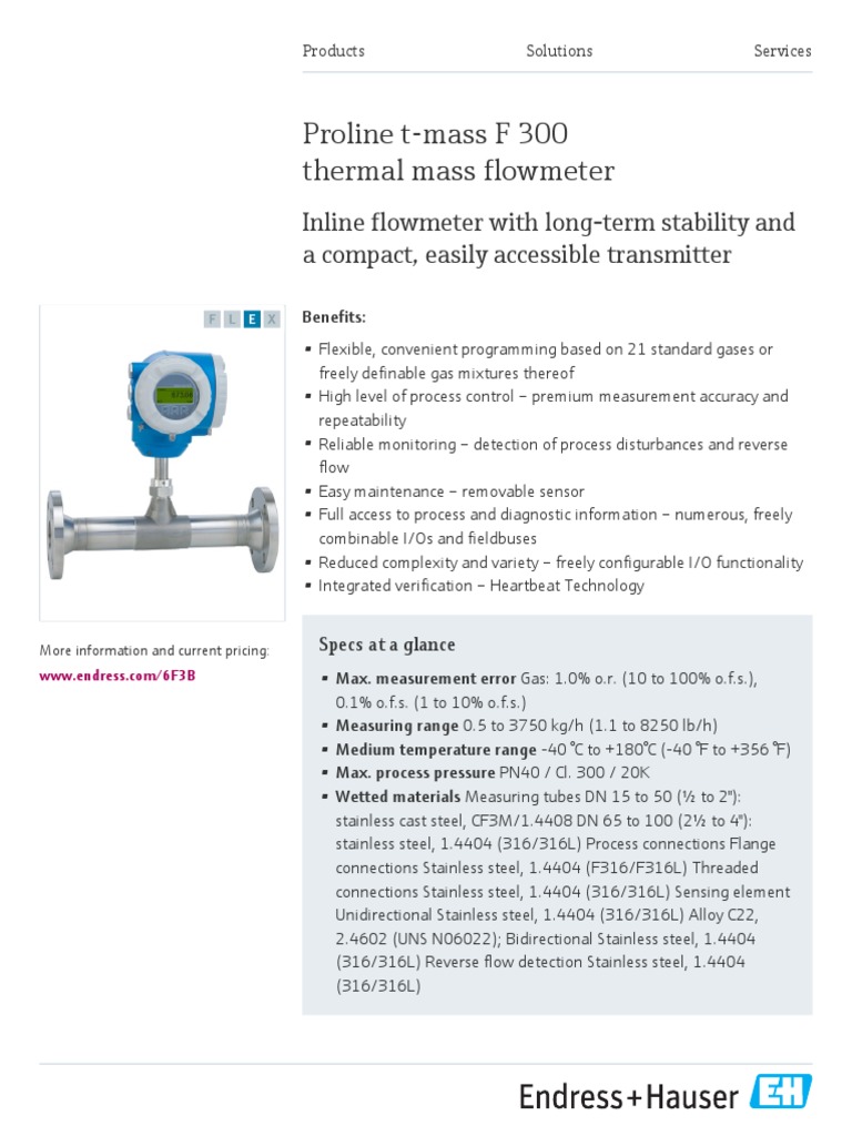 Endress-Hauser Proline T-Mass F 300 6F3B en | PDF | Flow Measurement ...