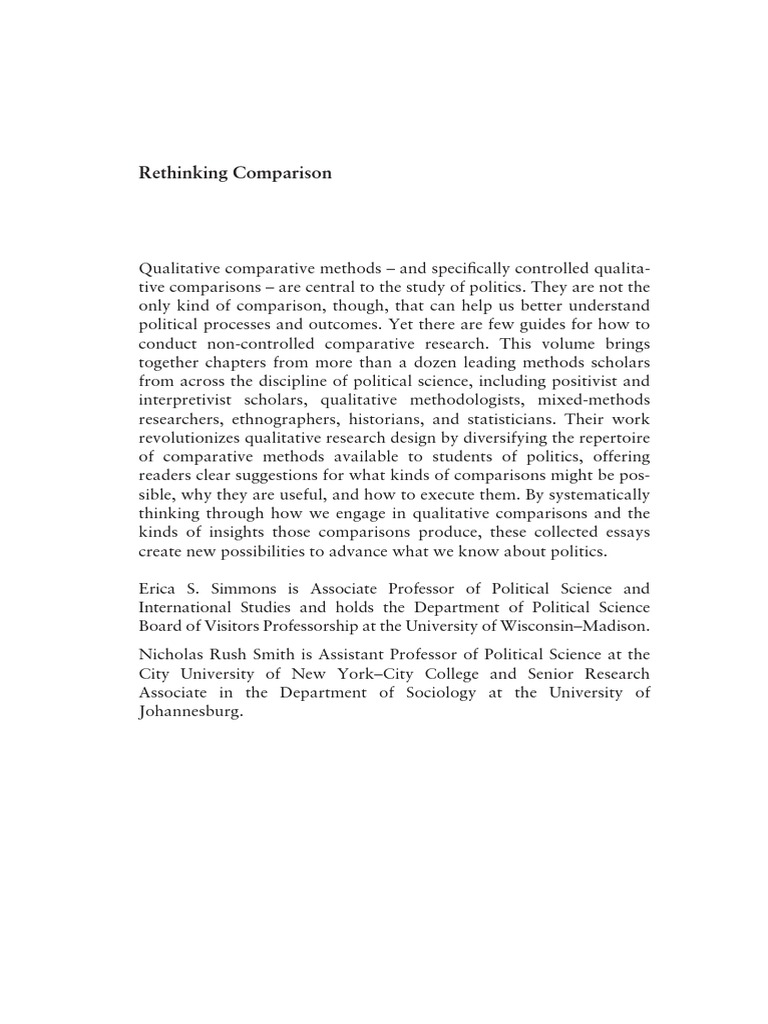 Simmons Rethinking Comparison PDF | PDF | Political Science | Science
