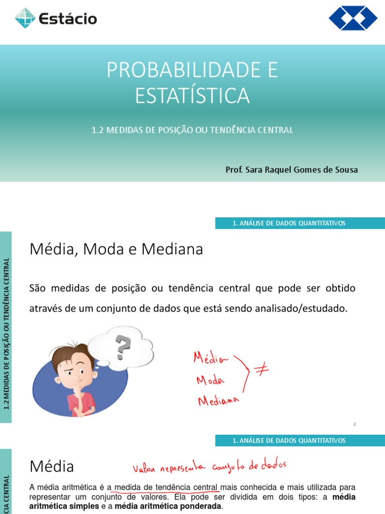 Medidas de Tendência Central: Média, Moda, Mediana | PDF | Média ...