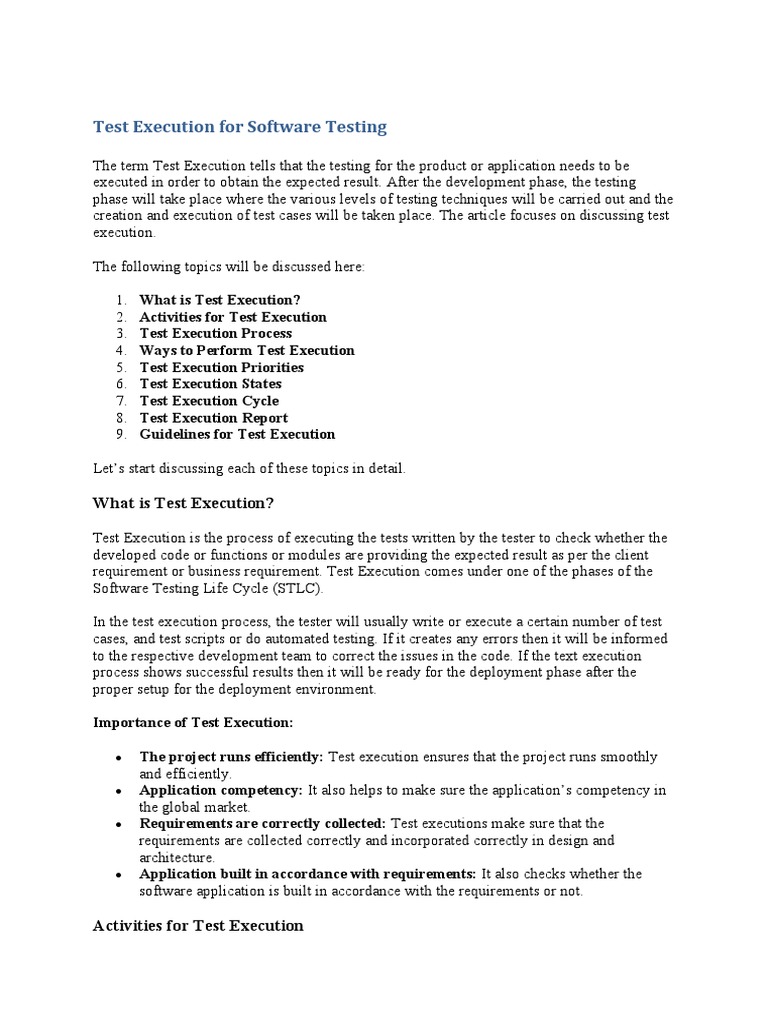 Test Execution For Software Testing | PDF | Software Testing | Software Bug
