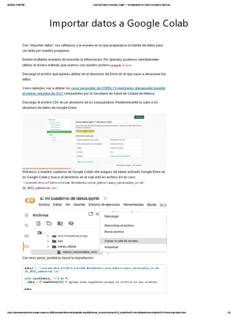 Lectura 2-2 Python Importar Datos A Google Colab Python | PDF | Archivo de computadora | Informática