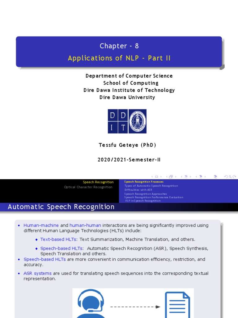 DDIT Chapter 8 NLP Applications | PDF | Speech Recognition | Optical Character Recognition