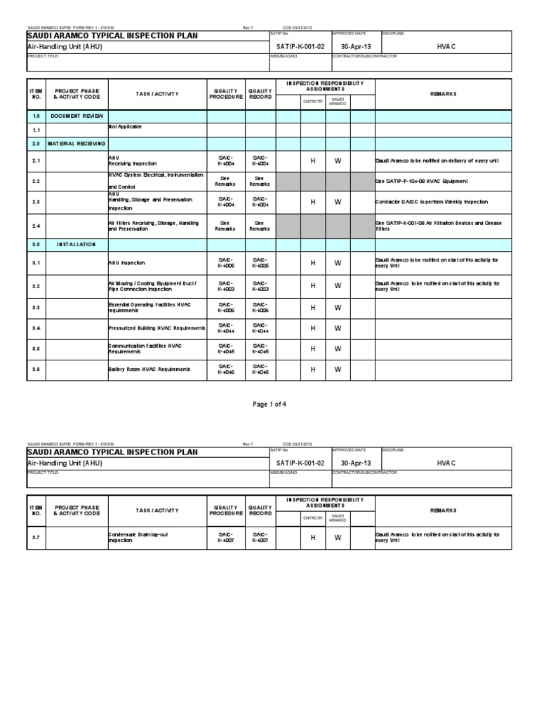 SATIP-K-001-02 Rev 07 - Air-Handling Unit (AHU) | PDF