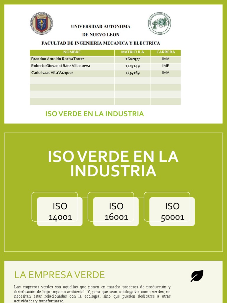ISO Verde: Gestión Ambiental y Energética | PDF | Uso eficiente de ...