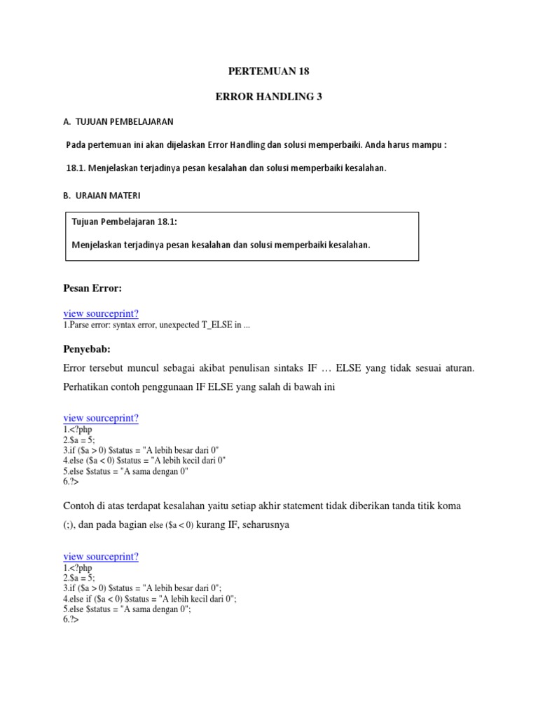 Web Ii 18 Error Handling 3 Pdf