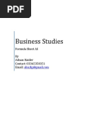 Gcse Business Formula Sheet | PDF | Revenue | Cost