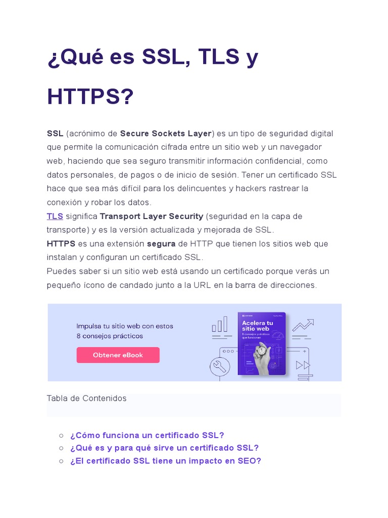 ¿Qué Es SSL, TLS y HTTPS - 2 | PDF | Transport Layer Security | Protocolo de Transferencia de ...