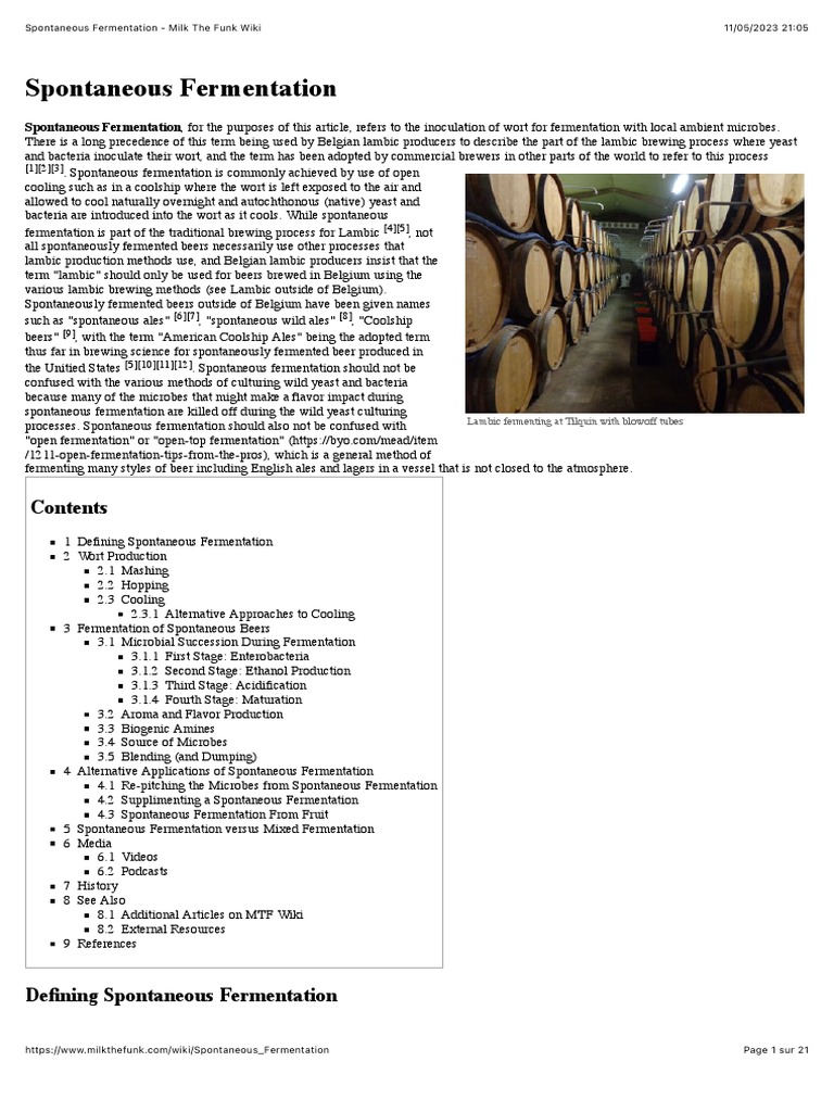 Spontaneous Fermentation | PDF | Brewing | Beer