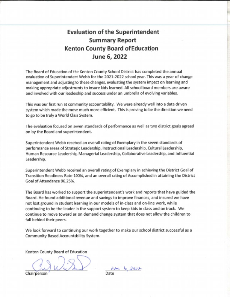 Kenton County Superintendent Evaluation 21-22 | PDF