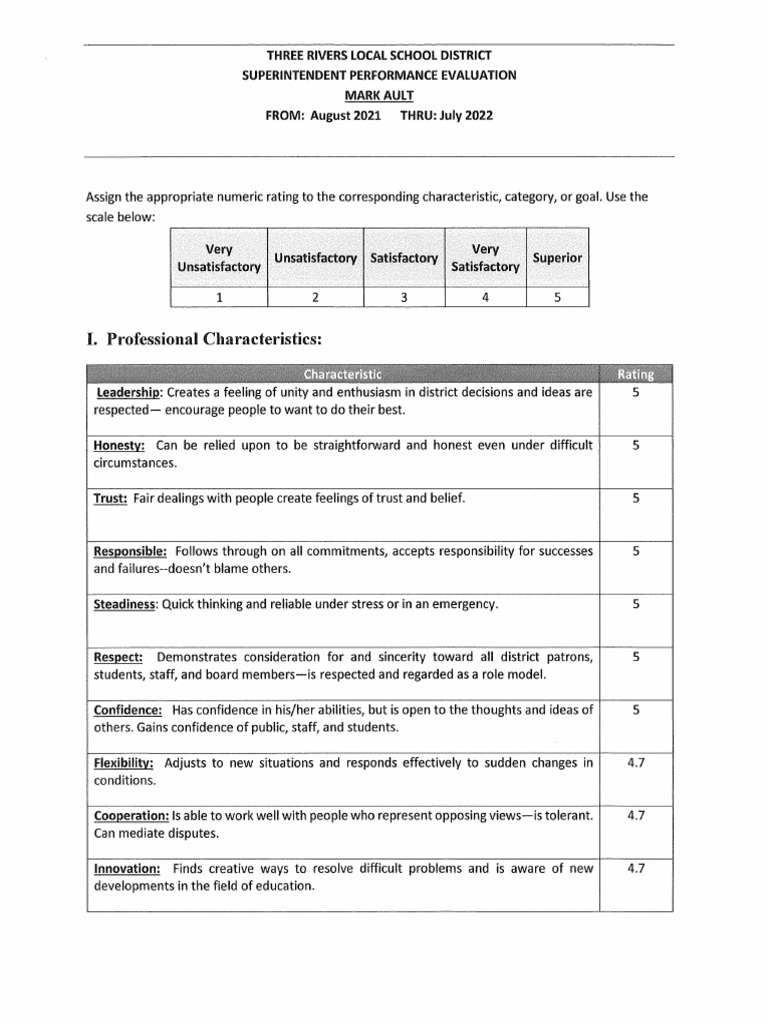 Three Rivers Superintendent Evaluation 21-22 | PDF
