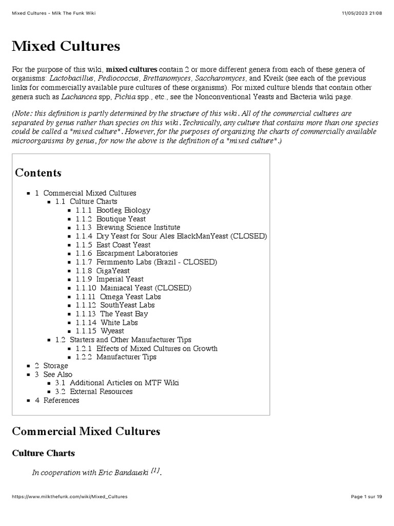 Mixed Cultures | PDF | Yeast | Beer