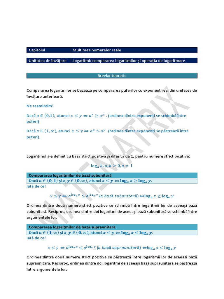Compararea Logaritmilor | PDF