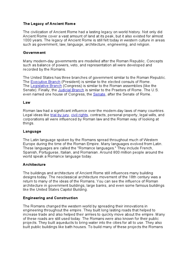 The Legacy of Ancient Rome | PDF