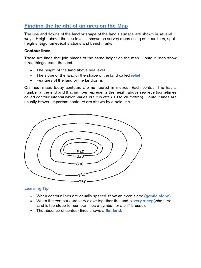 Mapwork Pt8 - Contour Lines and Calculating Height PDF | PDF Mapwork Pt8 - Contour Lines and Calculating Height PDF | PDF